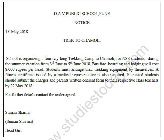 CBSE Class 9 English Notice Writing Worksheet CBSE Class 9 English Notice Writing Worksheet